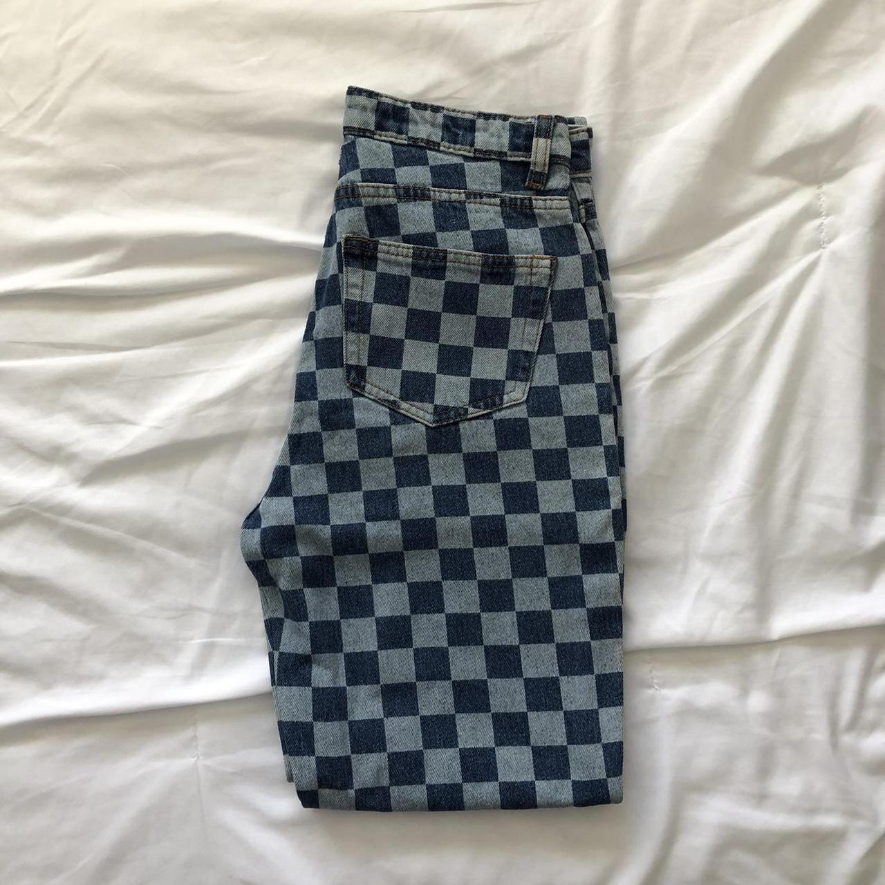 ADIKA Checkerboard Jeans Size: S (feels like an... - Depop