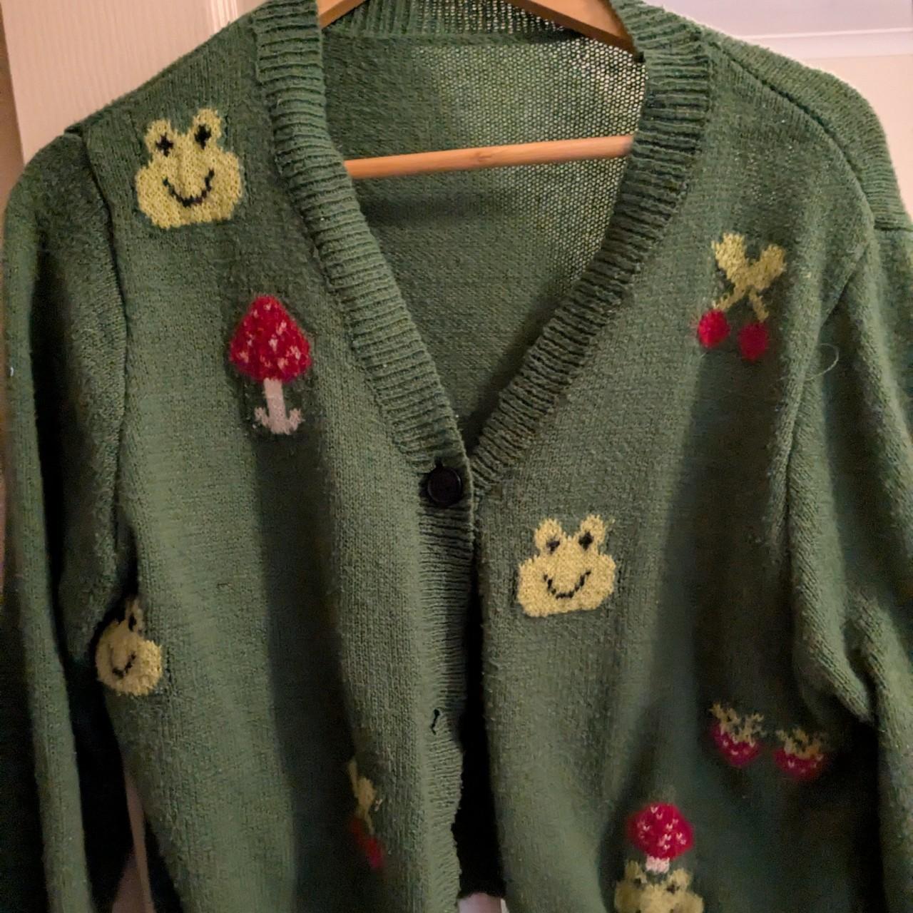 Cute cottage core cardigan frogs and berries and... | Depop