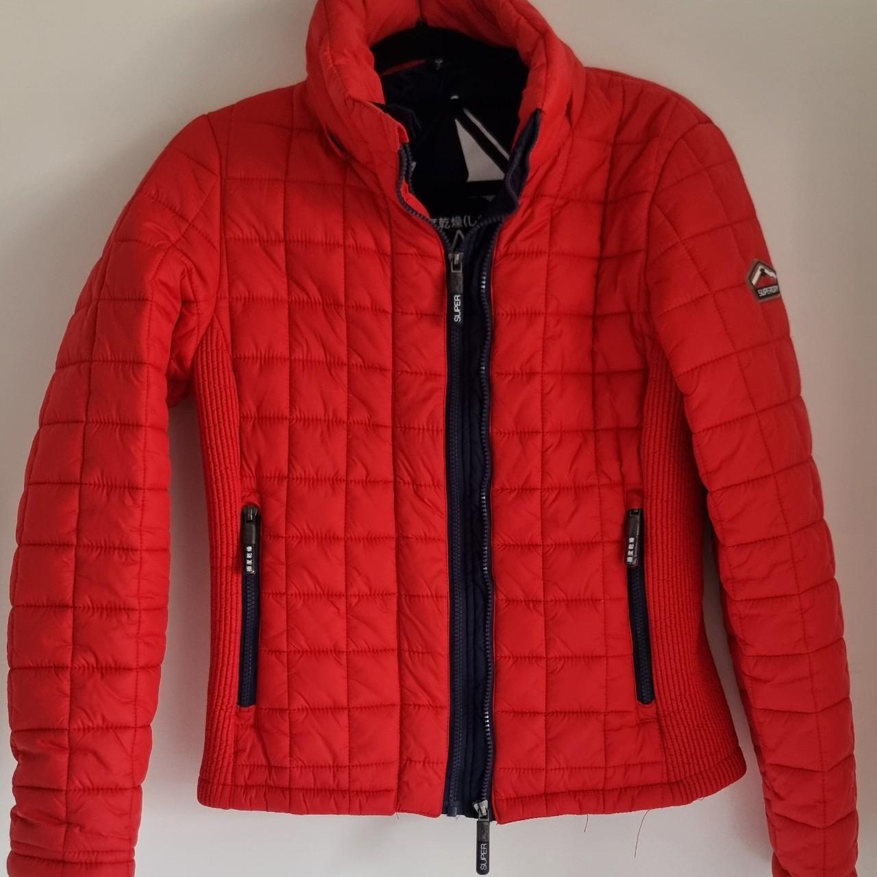 Superdry red puffer jacket Size medium Perfect... - Depop