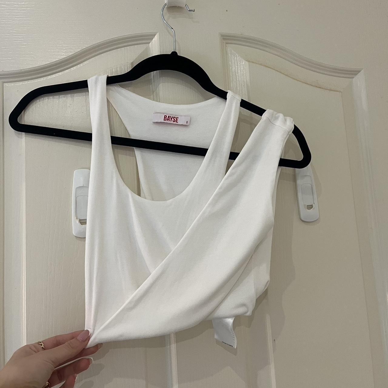 white bayse brand crop top, size small worn once... - Depop