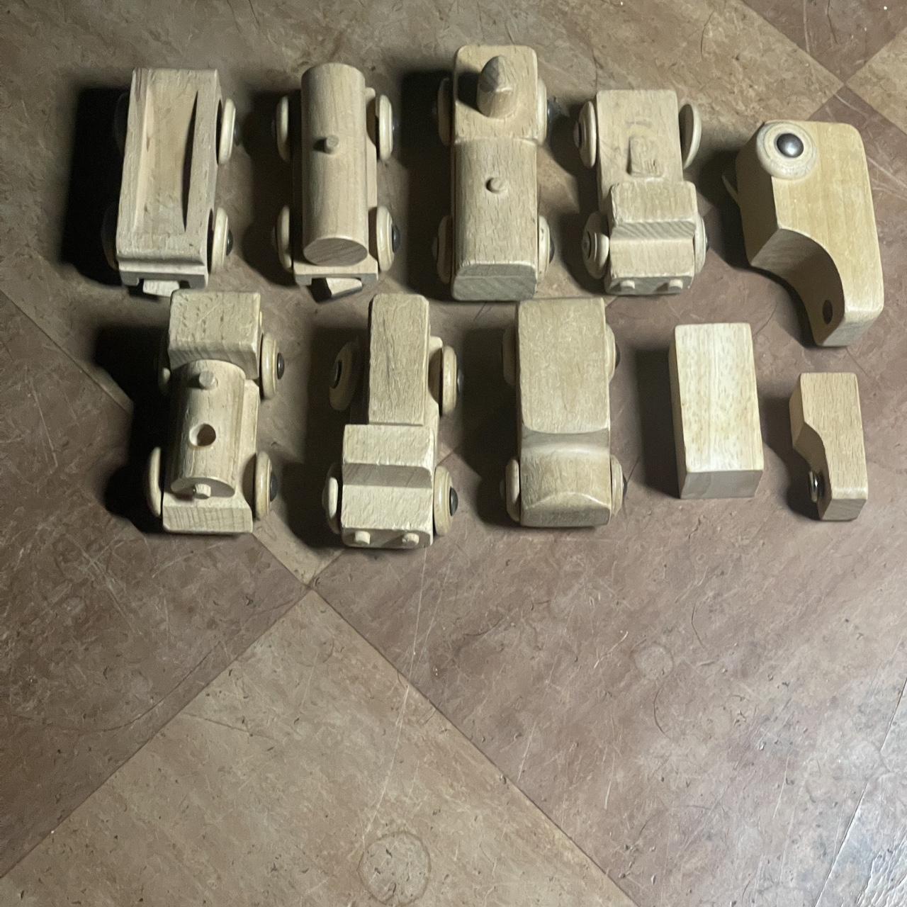 Vintage 1958 Borel Wooden Toy Trains Trucks Vehicles... - Depop
