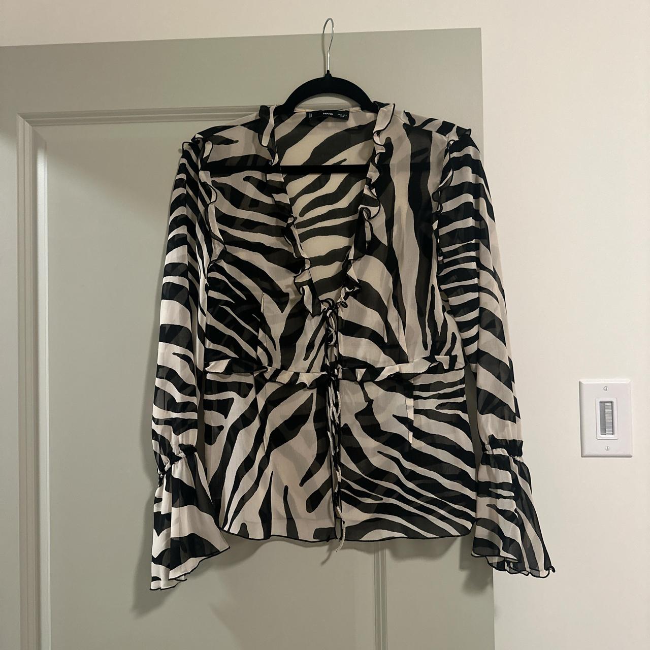 Mango zebra print blouse size M Wore once for a... - Depop