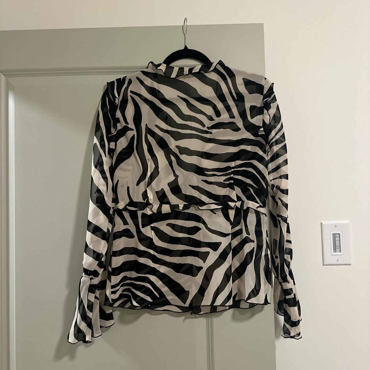 Mango zebra print blouse size M Wore once for a... - Depop