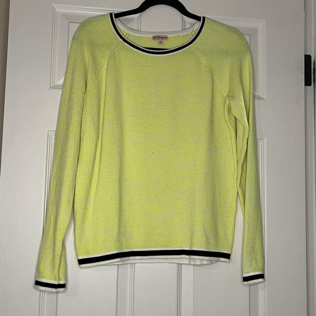 Juicy Couture Neon Yellow Sweater Size Medium Gently... - Depop