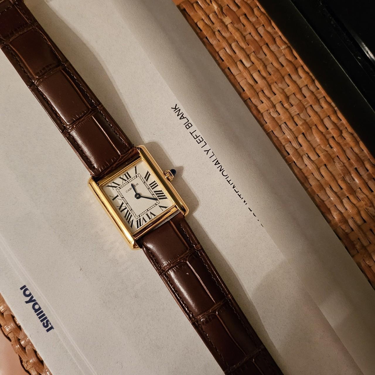 Cartier Louis Tank Brown Alligator Leather Wrist... - Depop