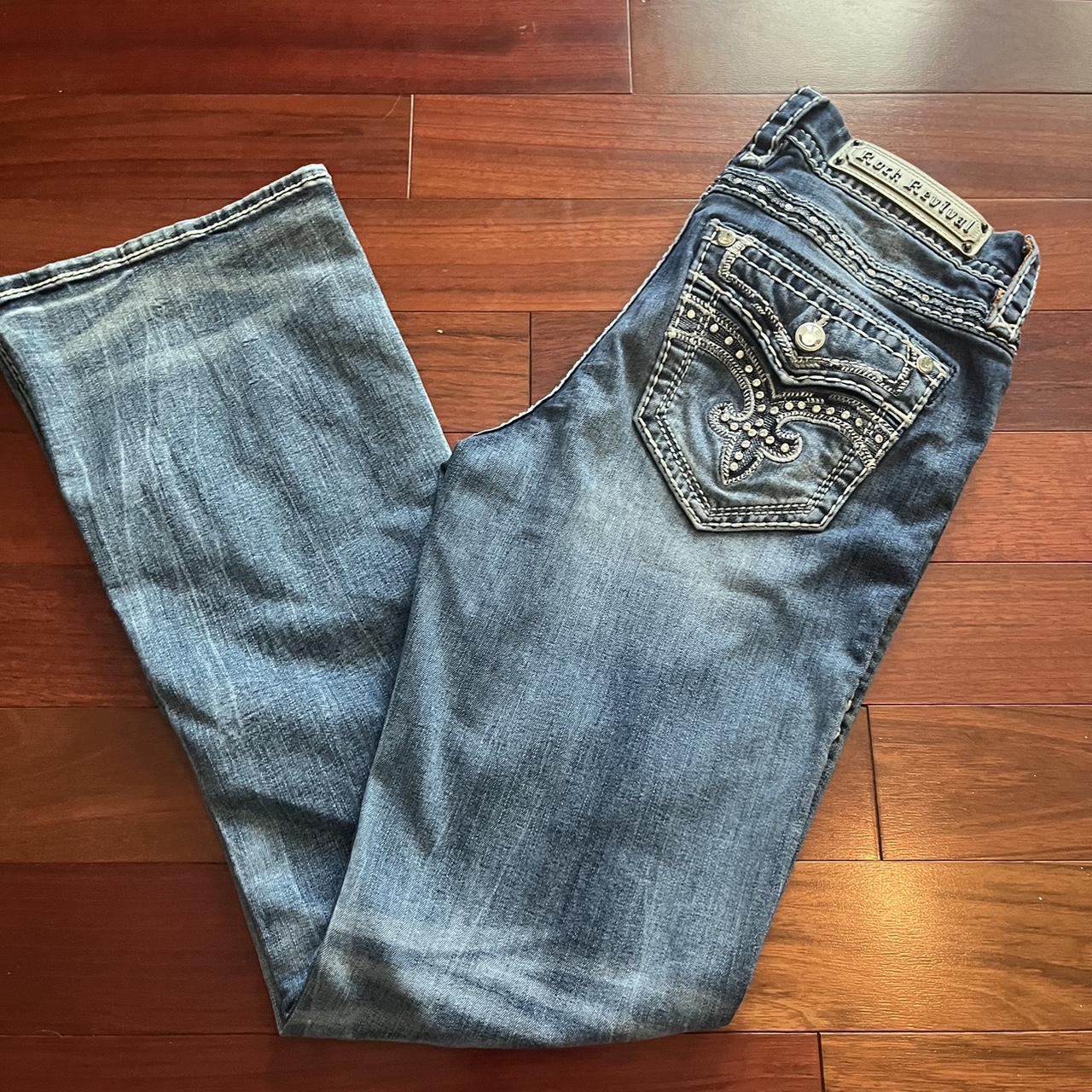 rock revival boot cut jeans, barley worn size 28 - Depop
