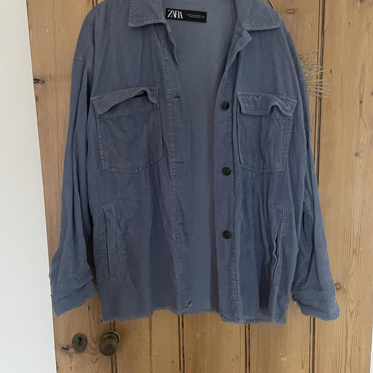 Zara XS corduroy blue oversized jacket shacket .... - Depop