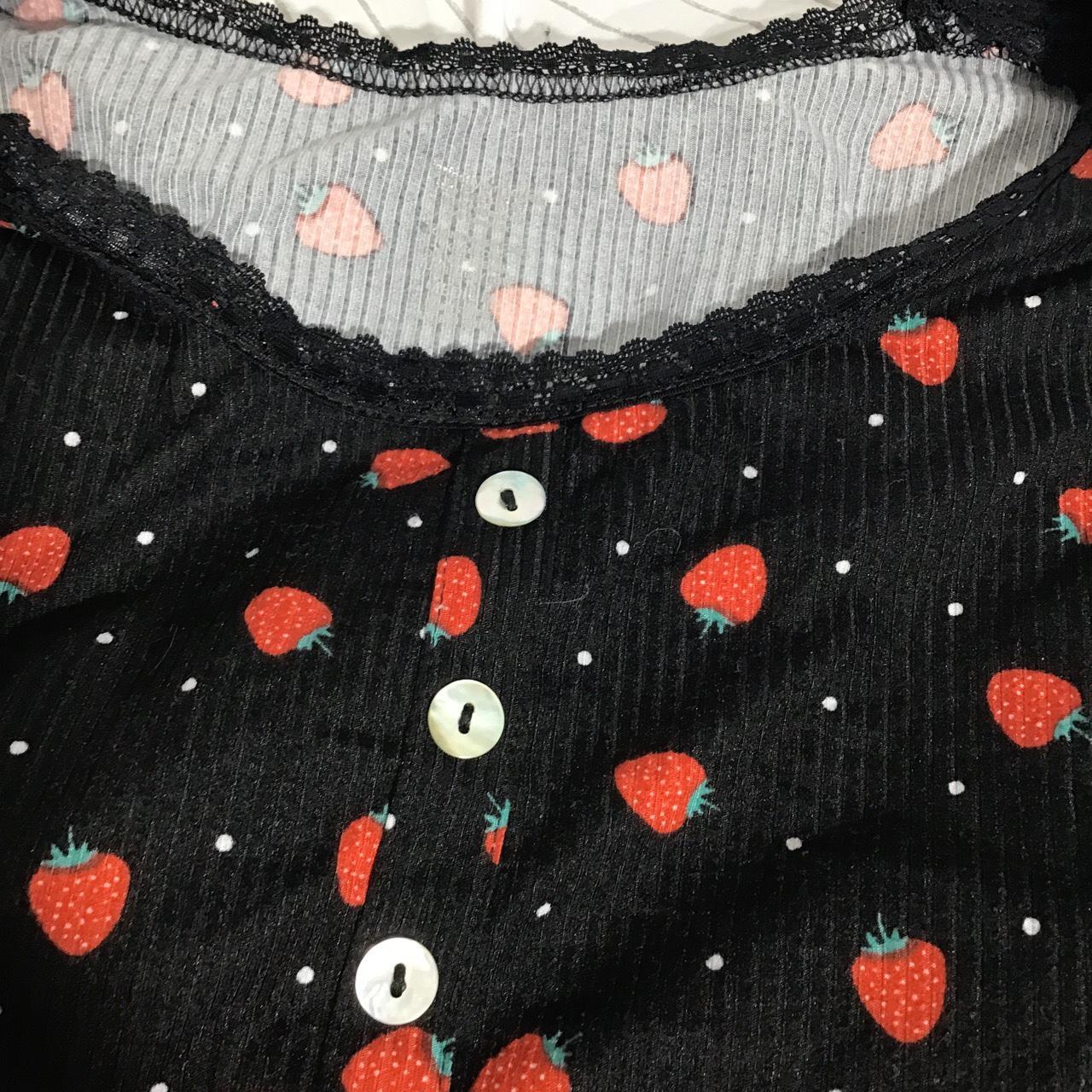 PERFECTLY IMPERFECT STRAWBERRY LACED TOP, used, no... - Depop