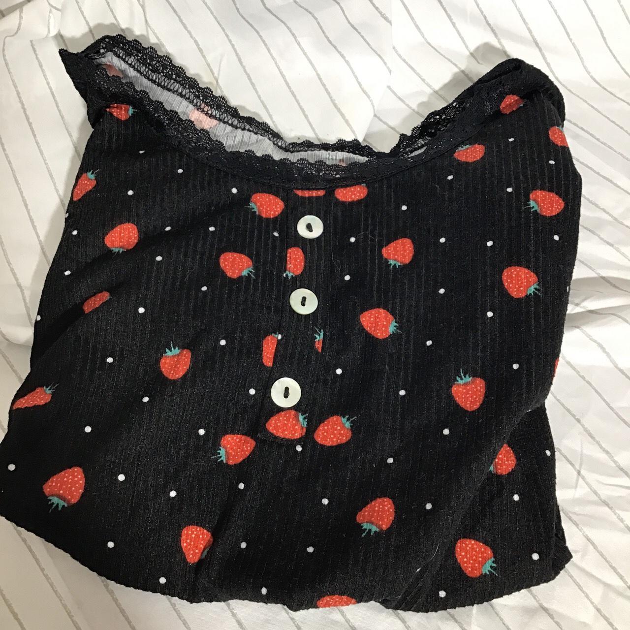 PERFECTLY IMPERFECT STRAWBERRY LACED TOP, used, no... - Depop