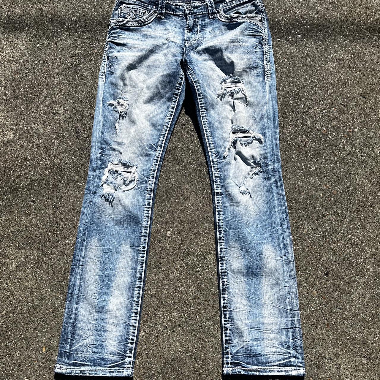 Rock revival jeans worn once zero flaws like... - Depop