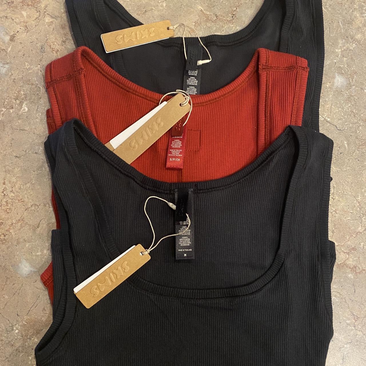 🔥 SKIMS TANK TOPS BUNDLE COLOUR SOOT AND BRICK 2x... - Depop