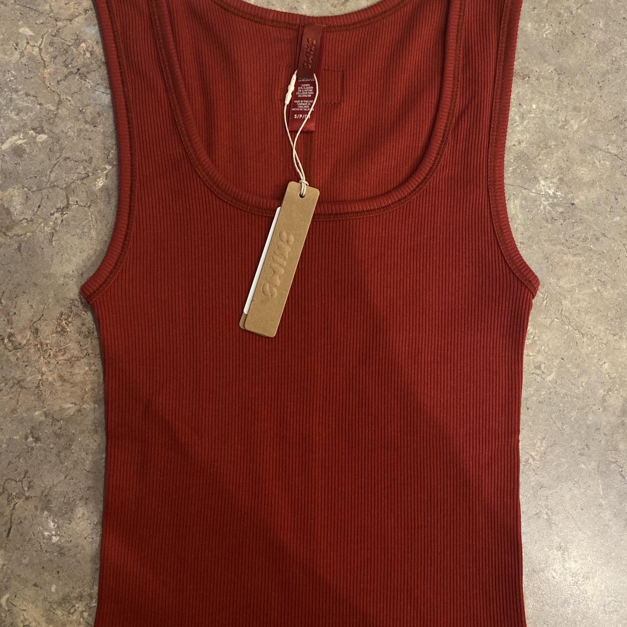 🔥 SKIMS TANK TOPS BUNDLE COLOUR SOOT AND BRICK 2x... - Depop