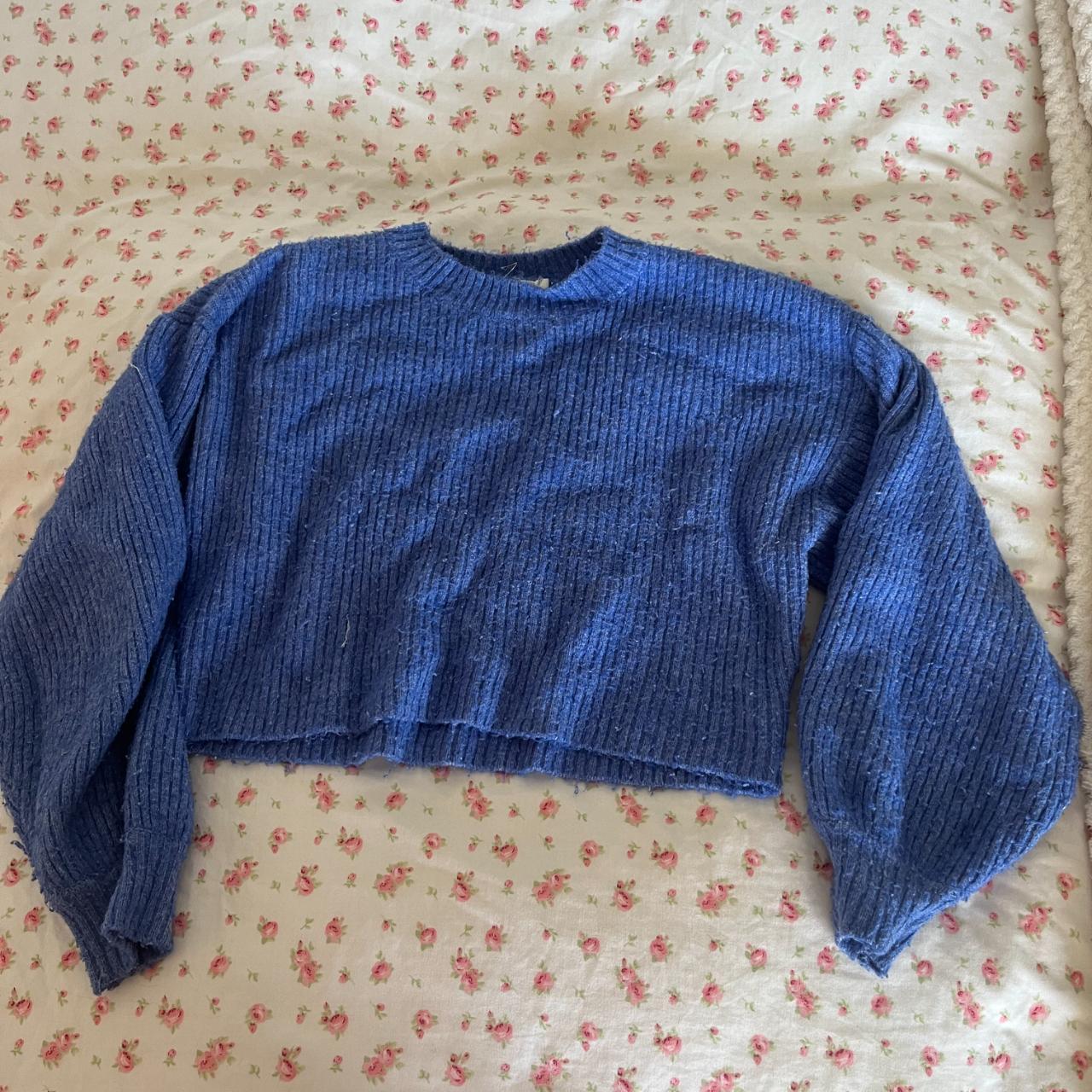 Blue Knitted Glassons Sweater cropped - Depop