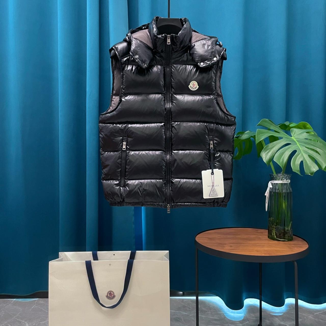 Moncler classic black down jacket... - Depop