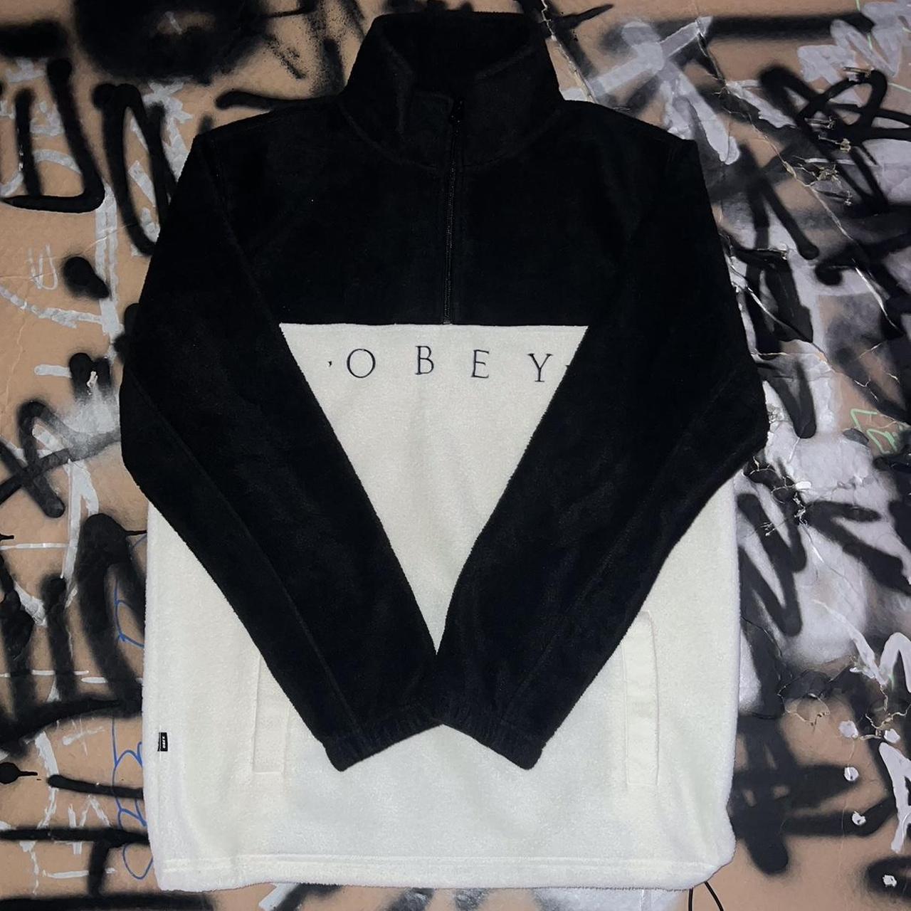 Obey crewneck zipup - basically brand new didn’t... - Depop