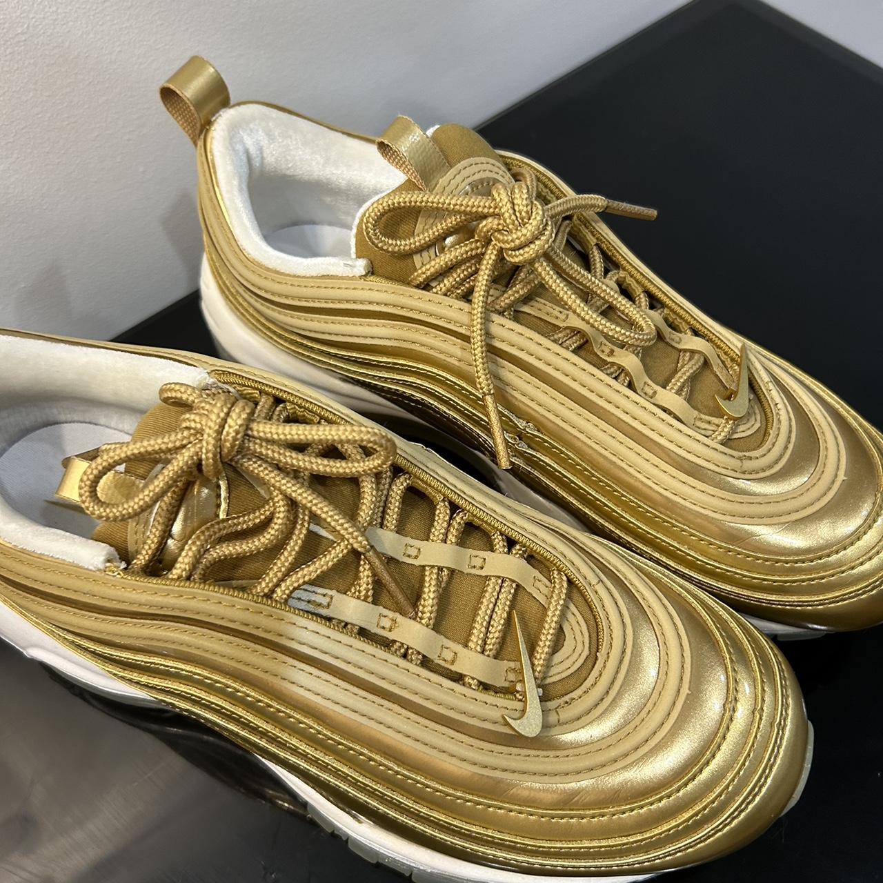 Nike Air Max metallic gold shoes worn once #nike... - Depop