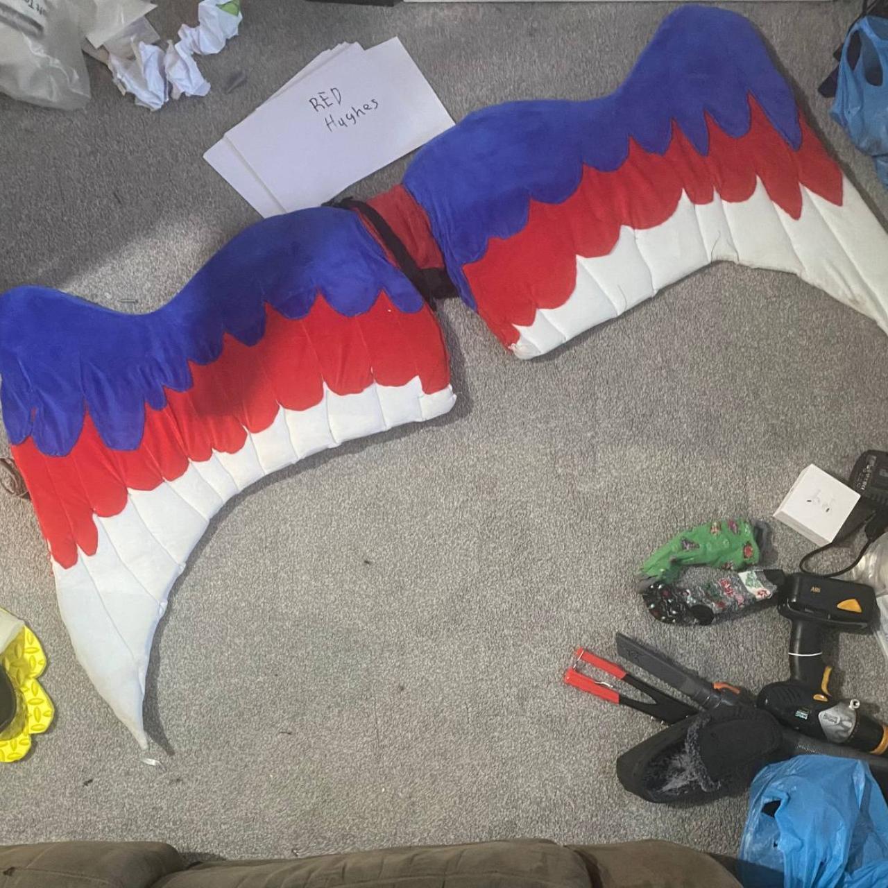 7ft fursuit wings red white and blue attaches via... - Depop