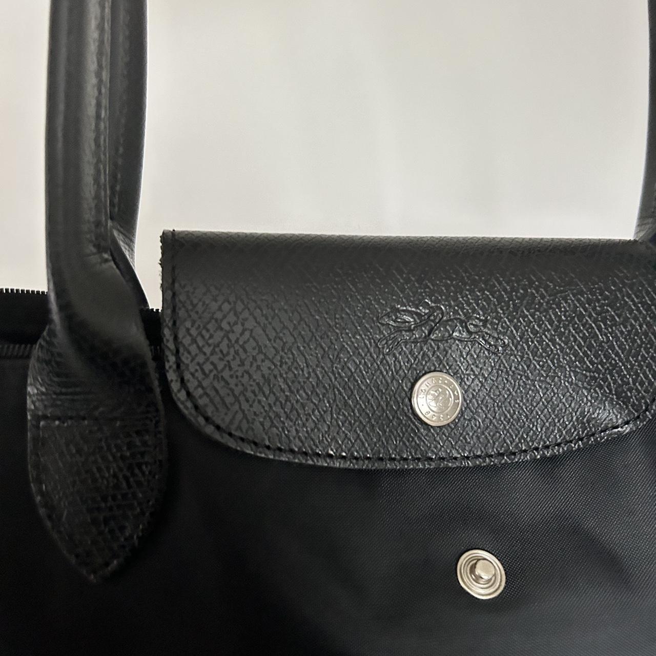 fully black longchamp tote bag in size large with... - Depop