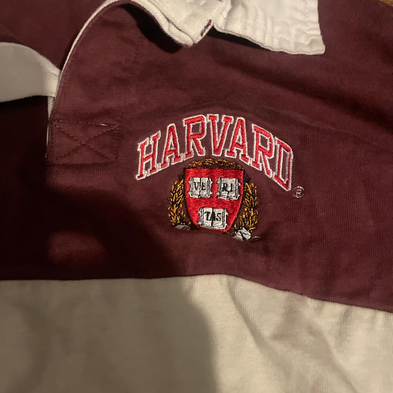Harvard University red and white rugby shirt #rugby... | Depop