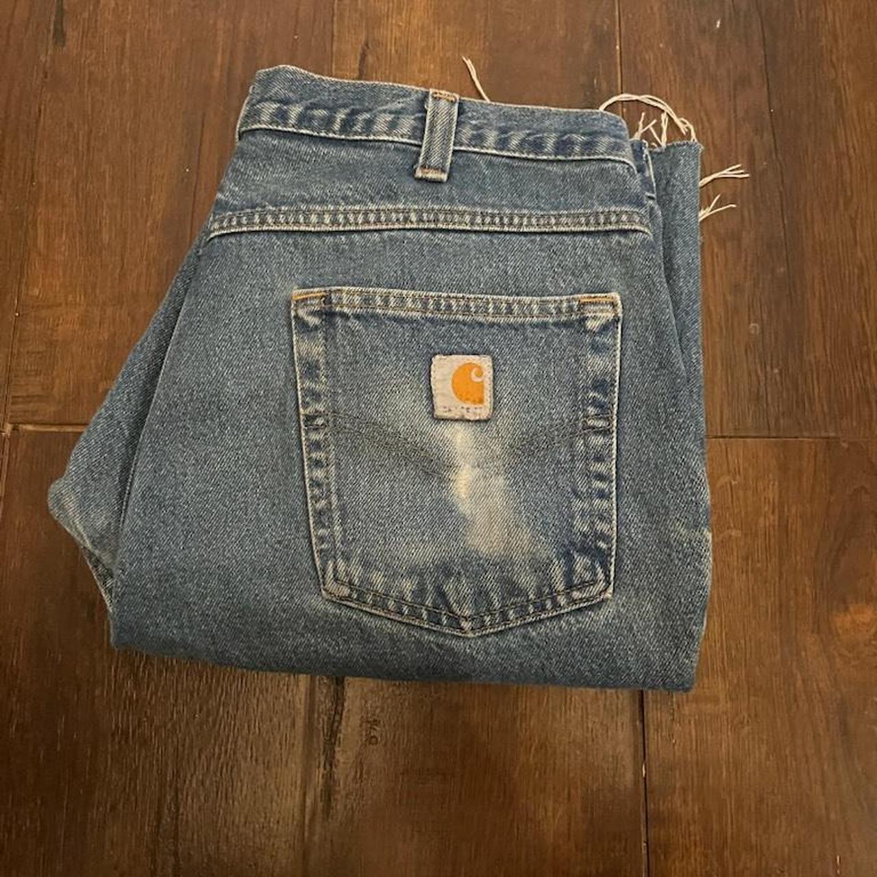 Vintage custom denim carhartt jorts Size... | Depop