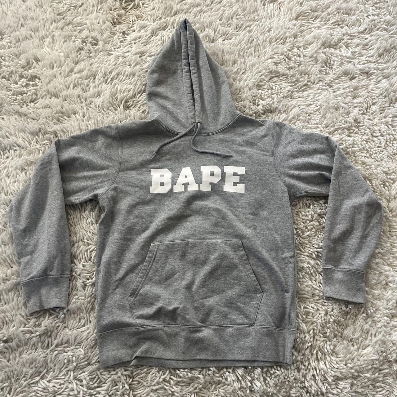 Men’s XL Grey “Bape” Hoodie Worn often No... - Depop