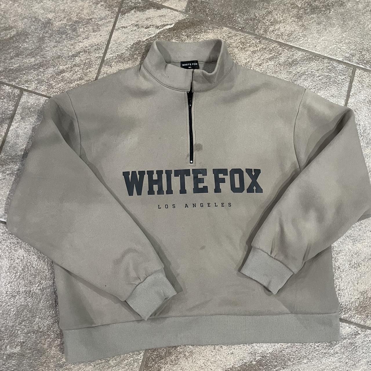White fox mens women’s quarter zip pullover sweater... - Depop