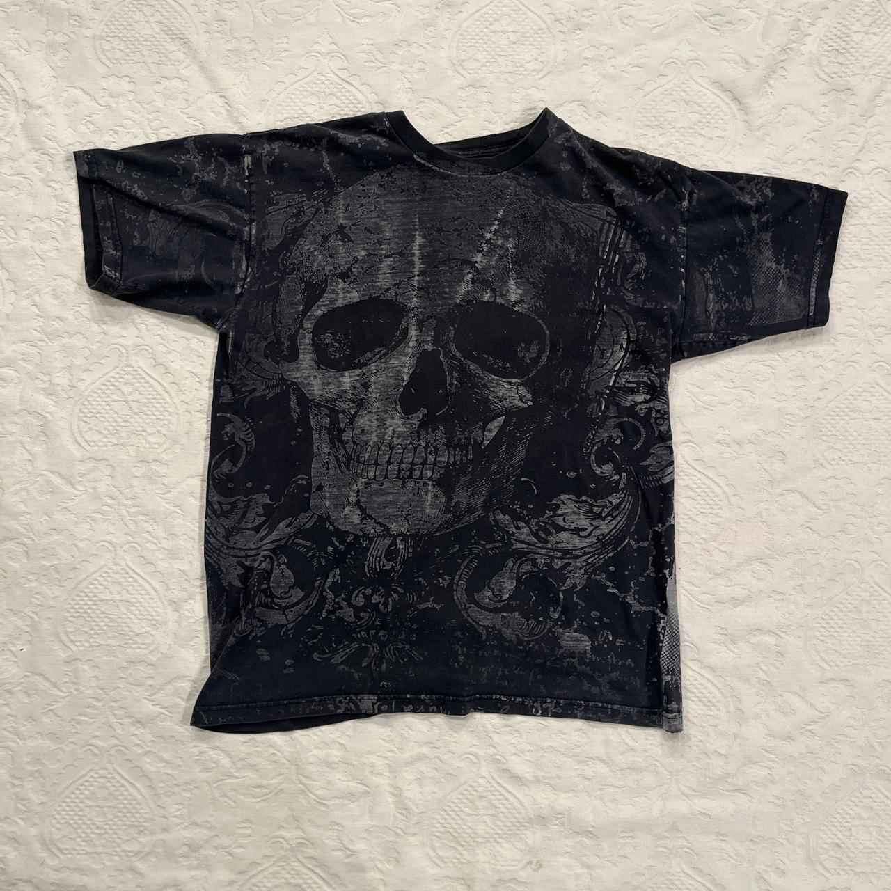Fire y2k affliction esque T shirt Sick all over... - Depop