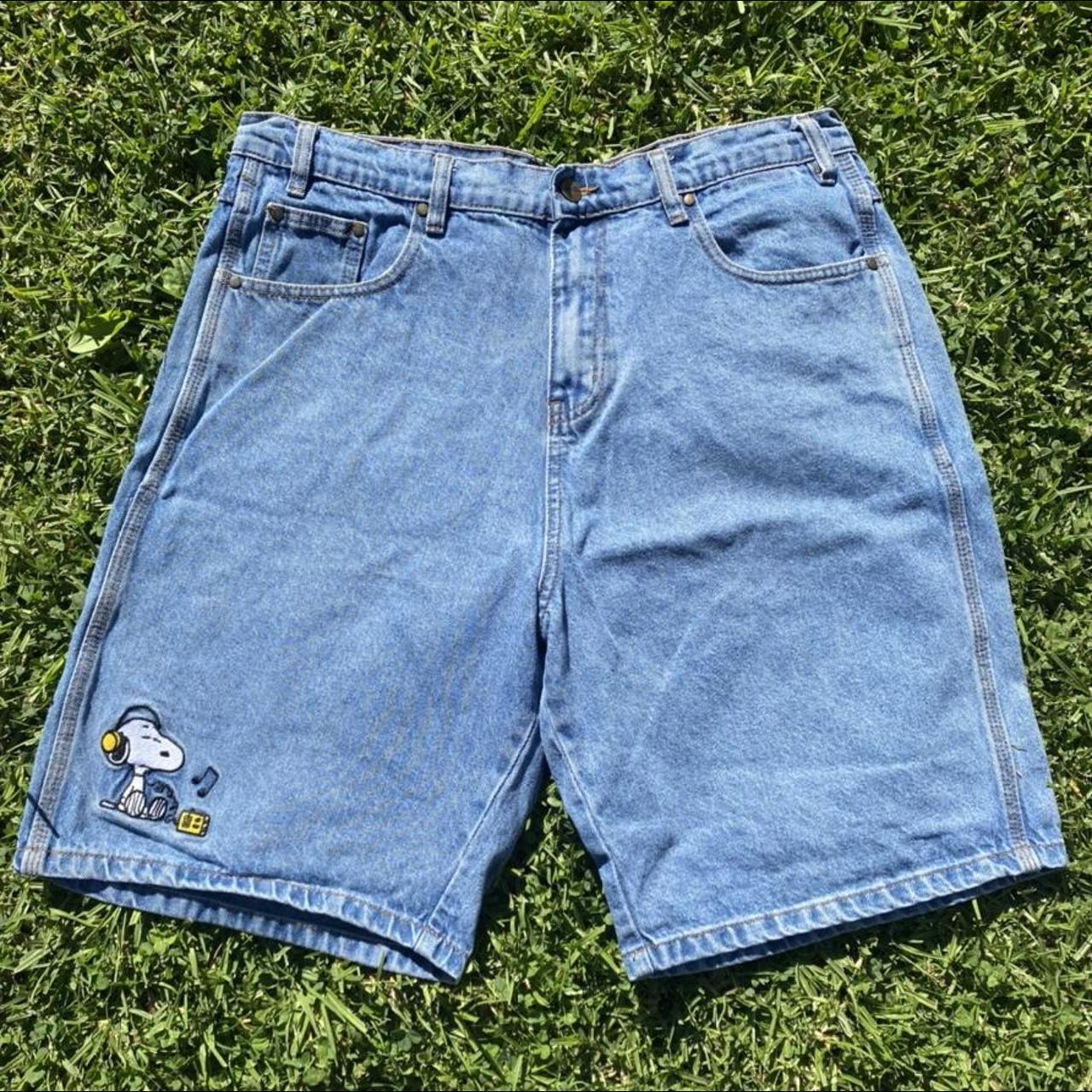 Buttergoods jeans shorts snoopy light blue 34 waist - Depop
