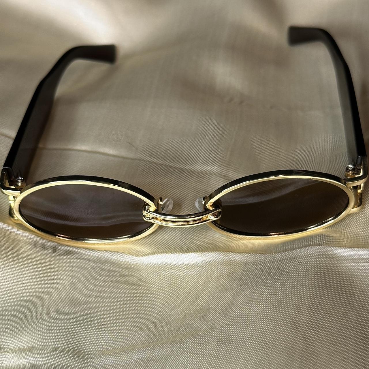 Oval sunglasses Unisex Never worn Dark brown with... - Depop