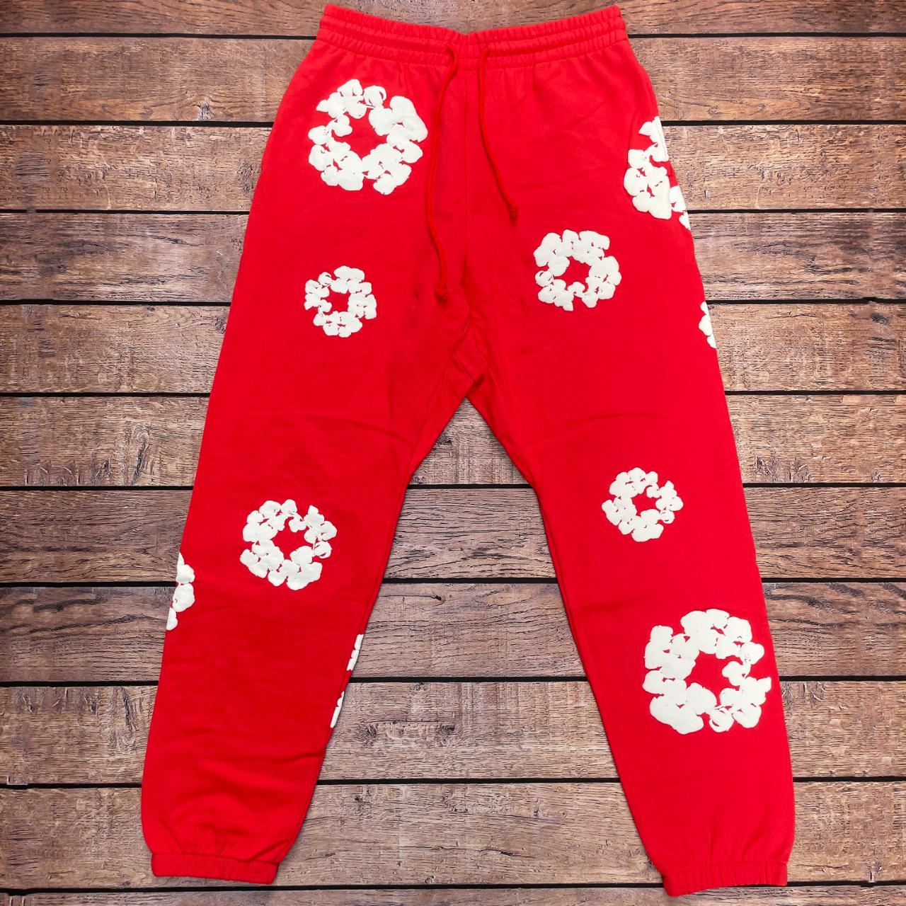 Denim Tears The Cotton Wreath Sweatpants Red... - Depop