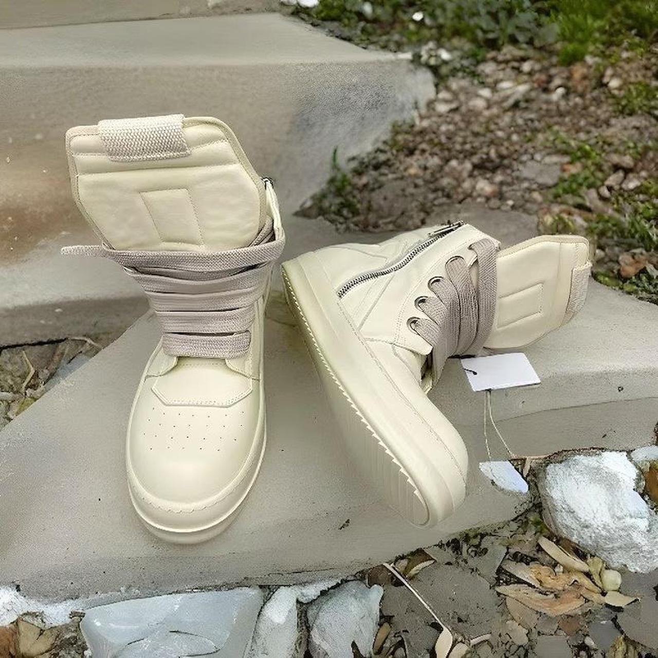 size 11 all white rick owen geobaskets brand new | Depop