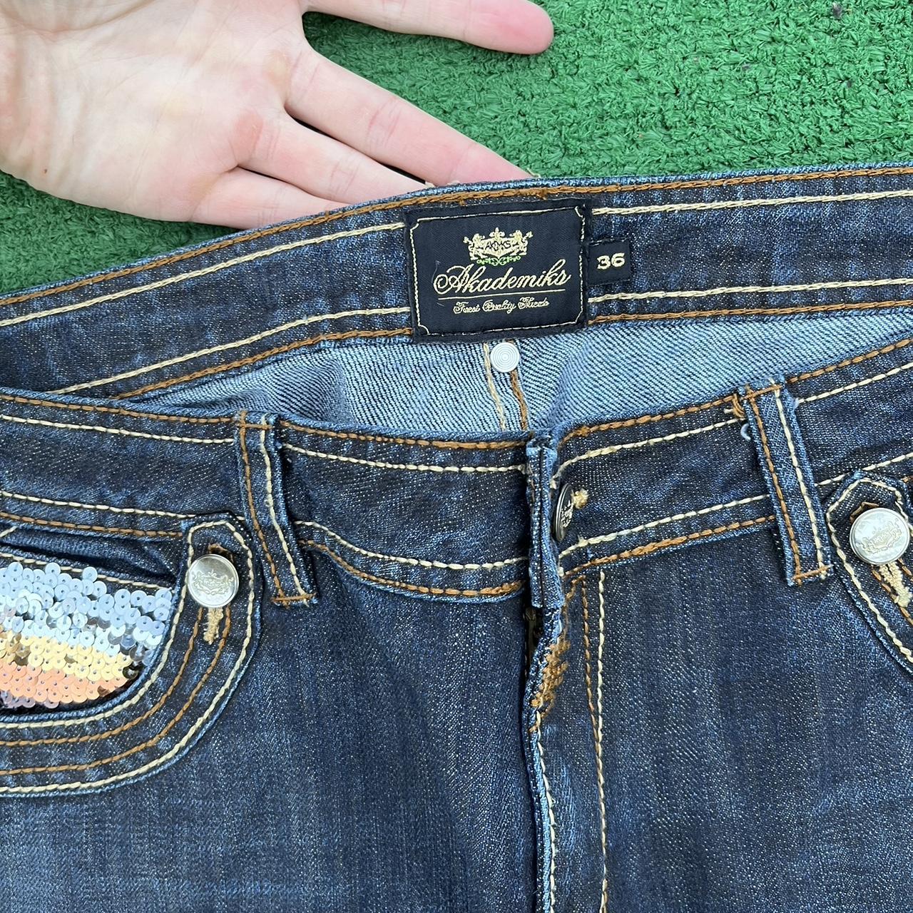 Baggy Jnco Style Academics Jeans With Embroidery Leg... - Depop