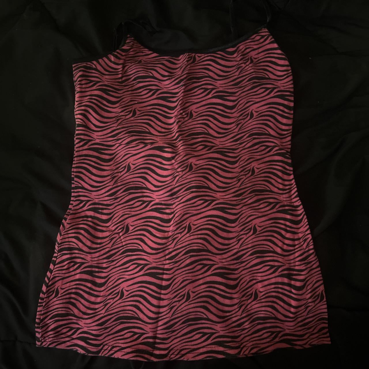 Pink and black zebra print tank top #zebraprint... | Depop