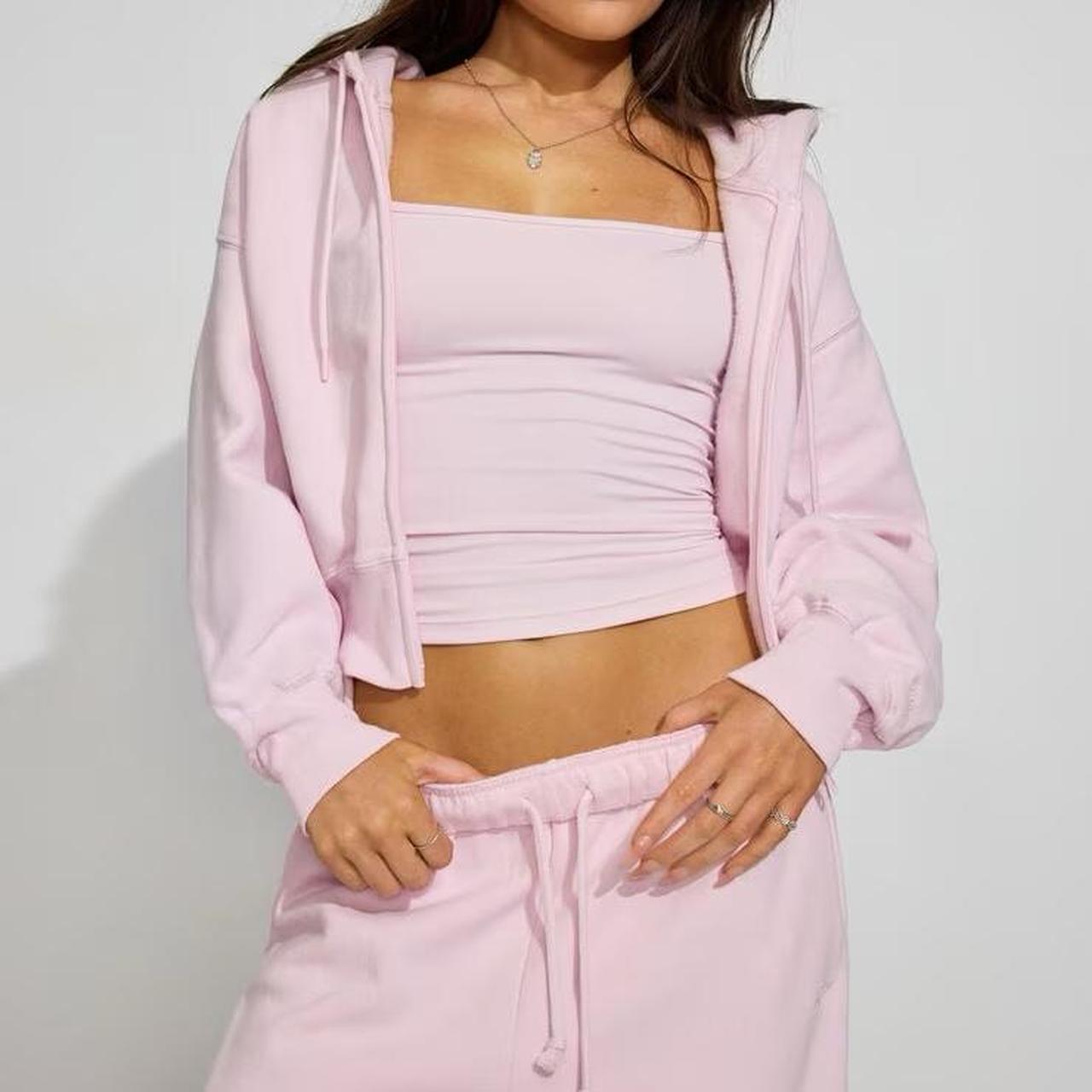 garage soft terry bubble zip hoodie in light pink!... | Depop