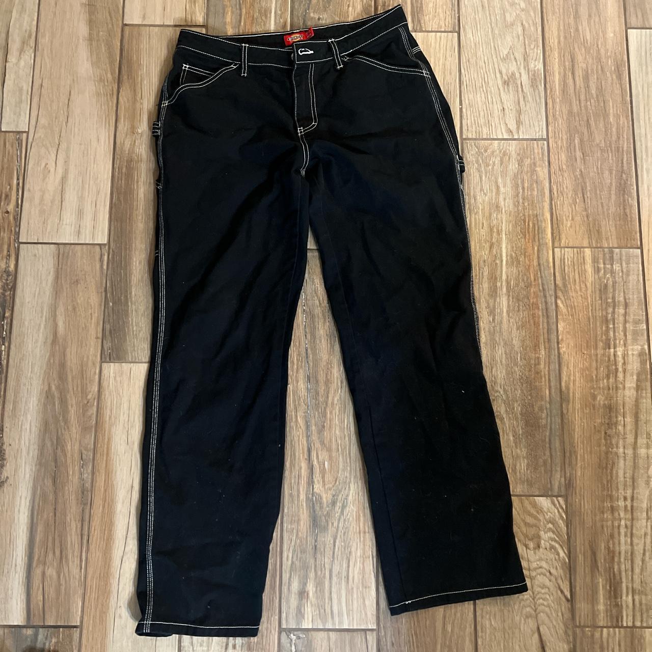 Black with white stitching vintage dickies red tag... - Depop