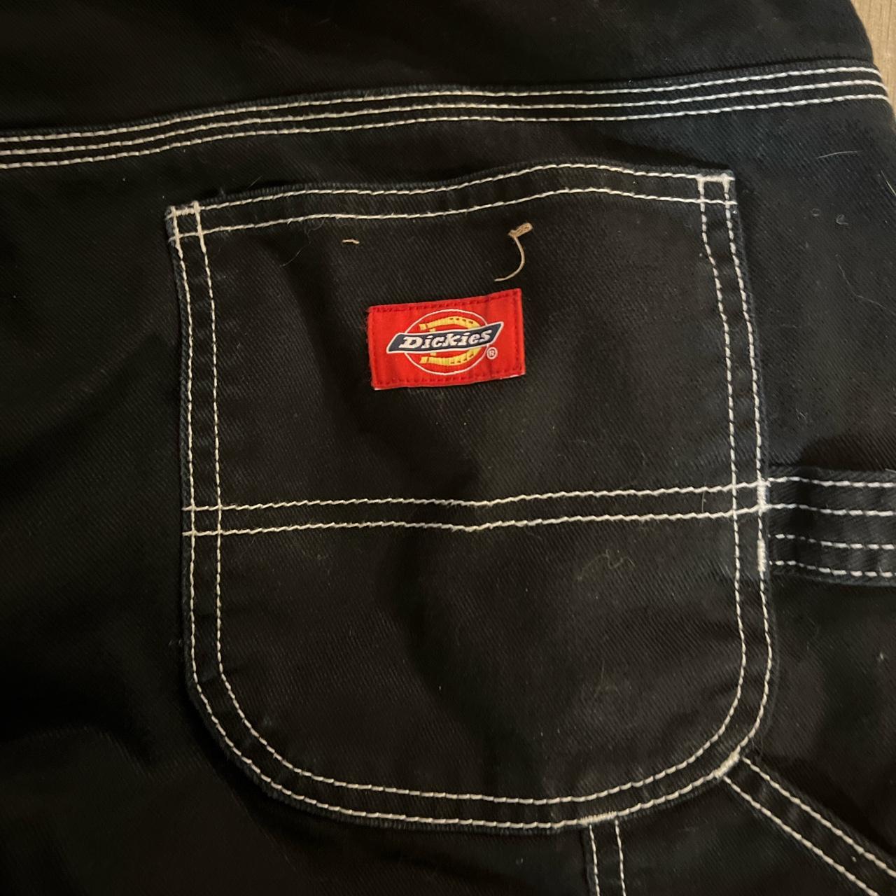 Black with white stitching vintage dickies red tag... - Depop