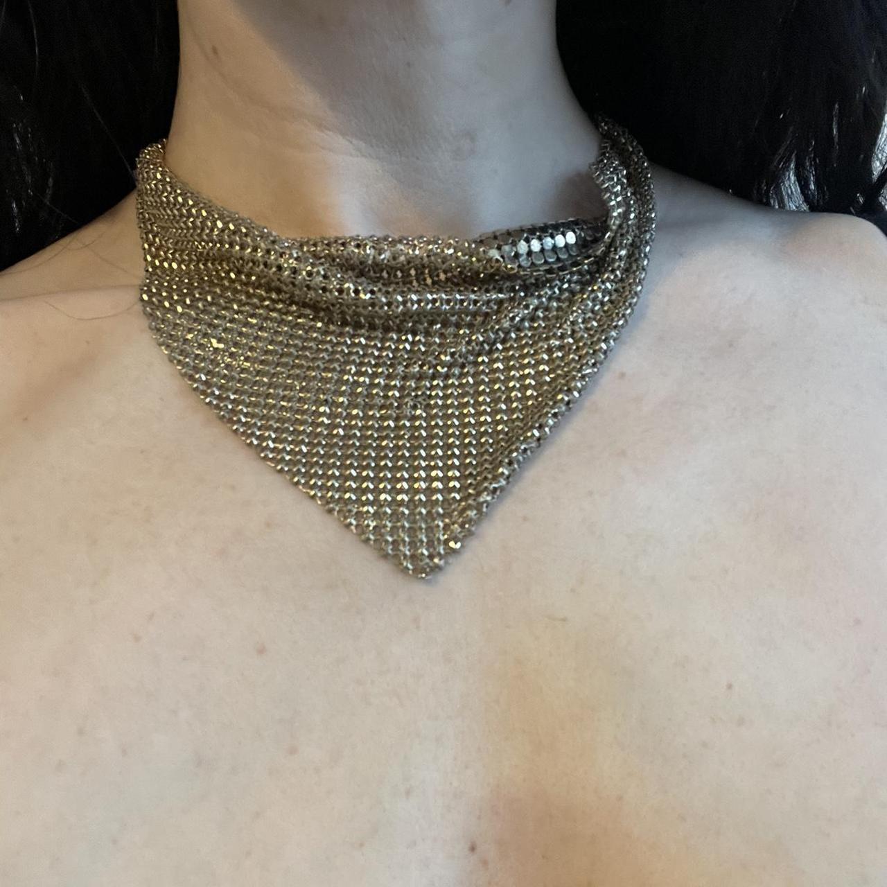 Gold vintage chainmail necklace - Depop