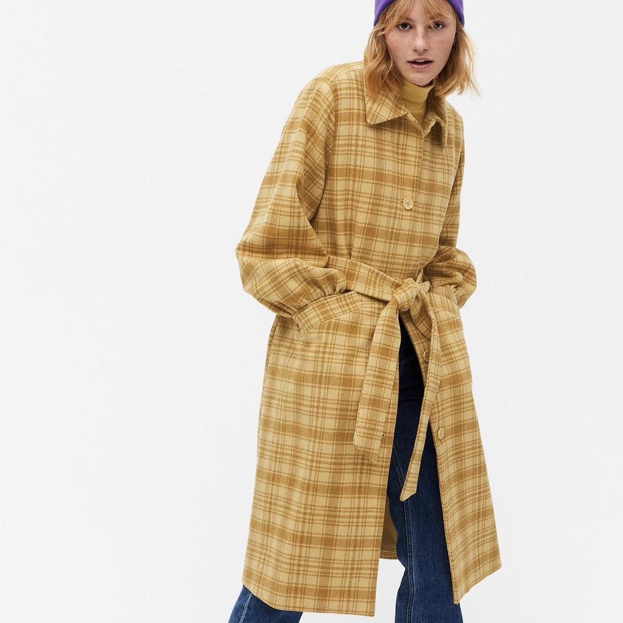 Monki yellow Rosie coat! Checked and in great... - Depop