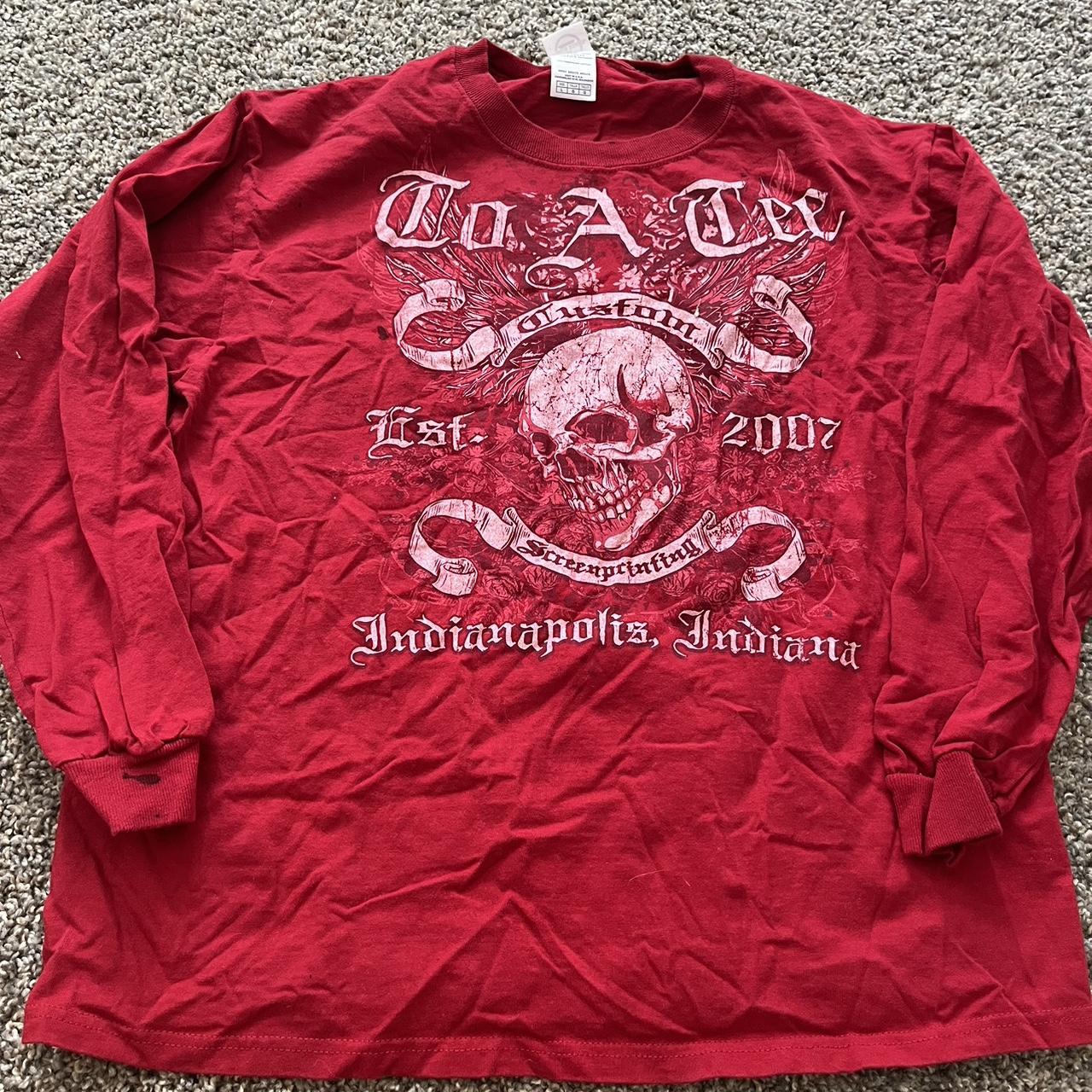 Red Y2K Long Sleeve Shirt On Delta Tag. All Flaws... - Depop