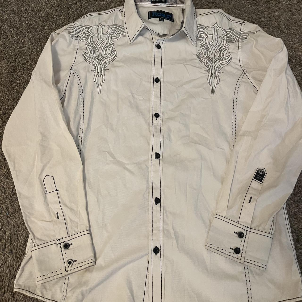 Really Cool Y2K Button Up Design Dress Shirt. No... - Depop