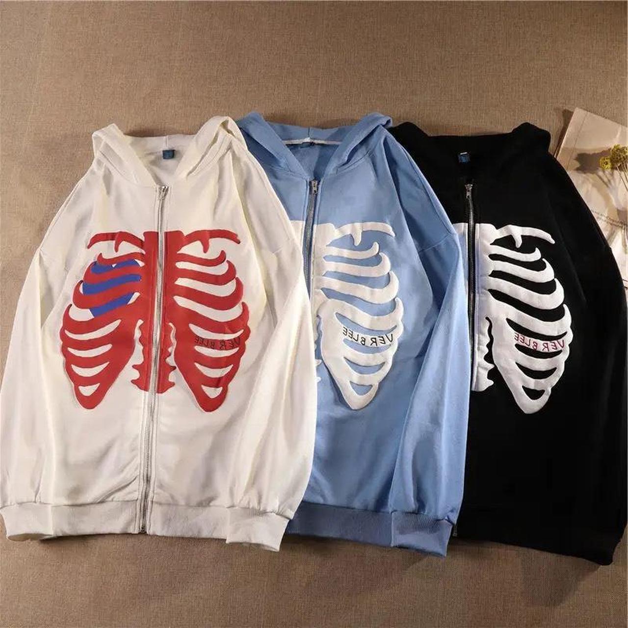 Y2K Skeleton Print Hoodies Women Gothic Skulls... - Depop