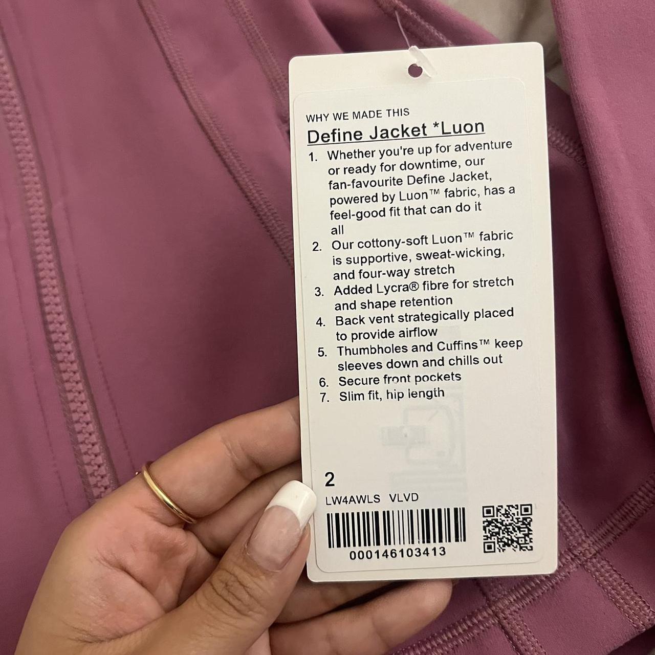 Lululemon Define Jacket in Velvet Dust Size... - Depop