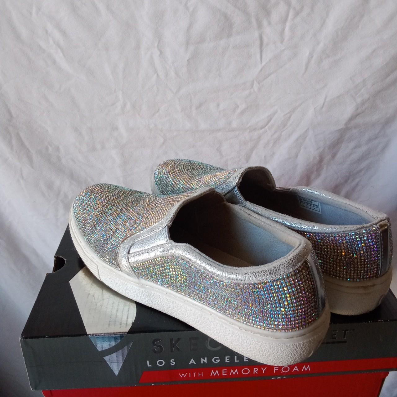 Sparkle grey sketchers memory foam, slip on,... - Depop