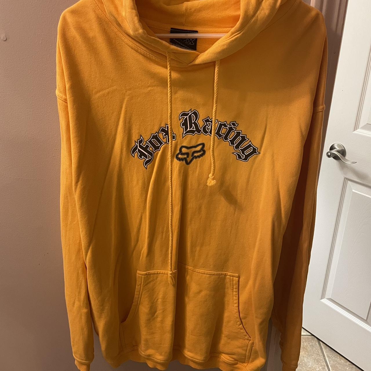 Fox racing men’s hoodie. Yellow and size is large - Depop