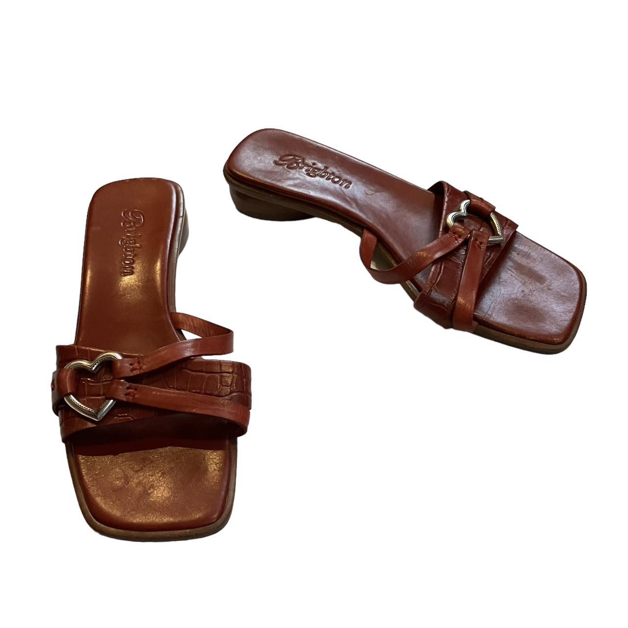 Brighton Rio Sandals - Red Leather with Silver Toned... - Depop