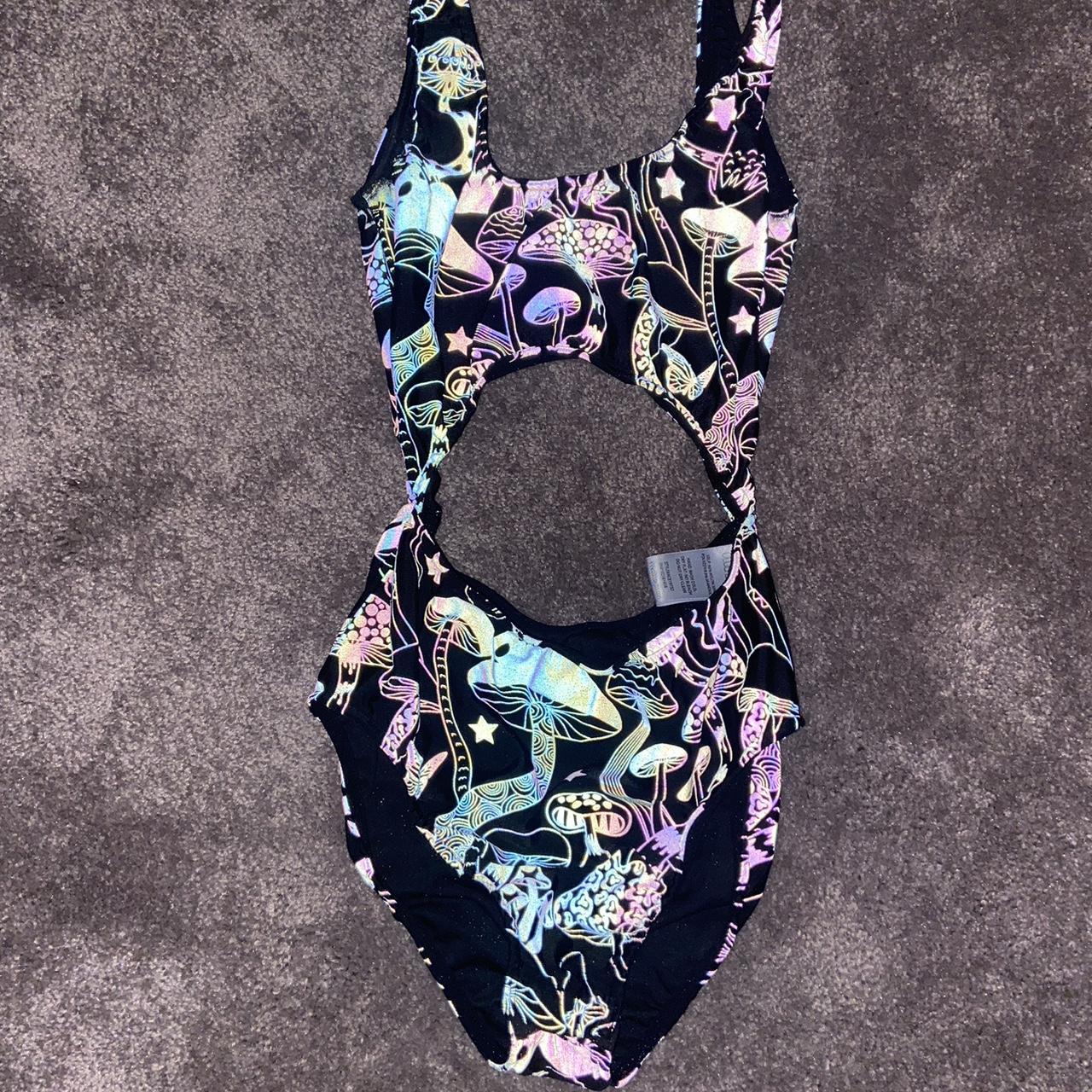 reflective mushroom bodysuit from dollskill 🍄 size... - Depop