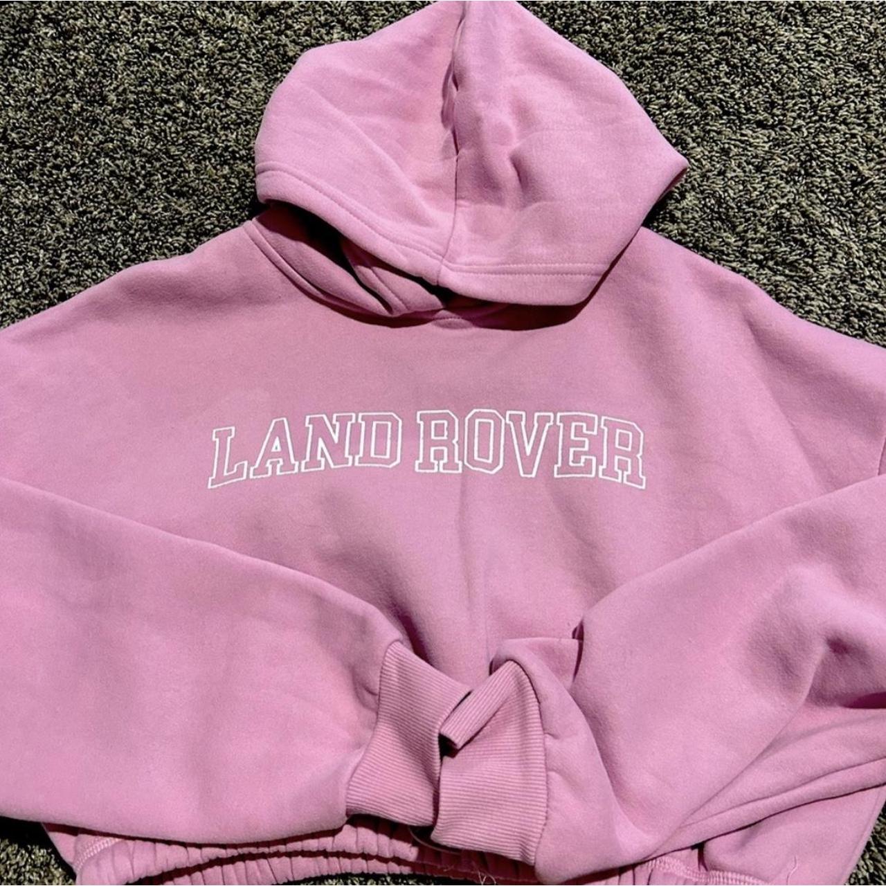 💗 Cropped Pink Land Rover Hoodie 💗. Good condition... - Depop