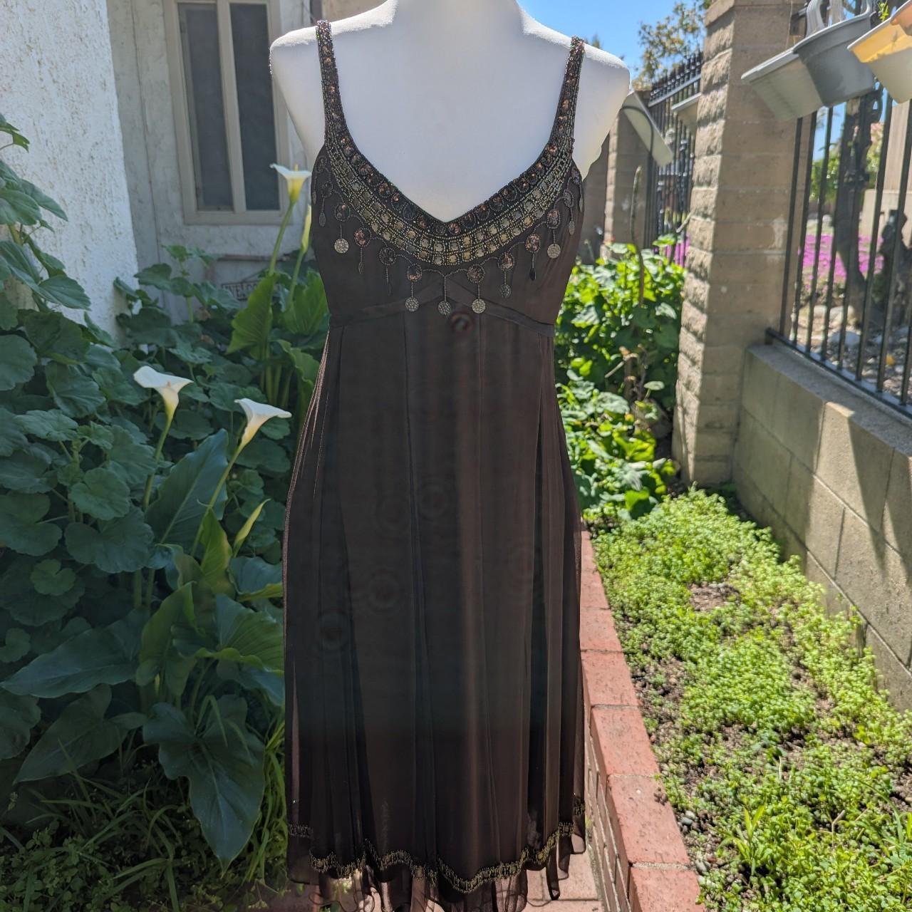 Vintage Y2K Sue Wong Boho Silk Blend Beaded... | Depop