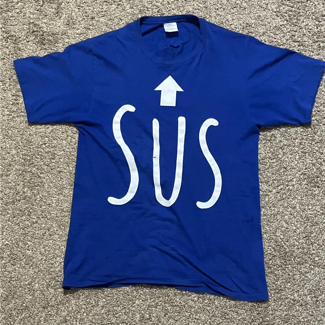 Blue and white "SUS" cotton t-shirt#sus #amongus... | Depop