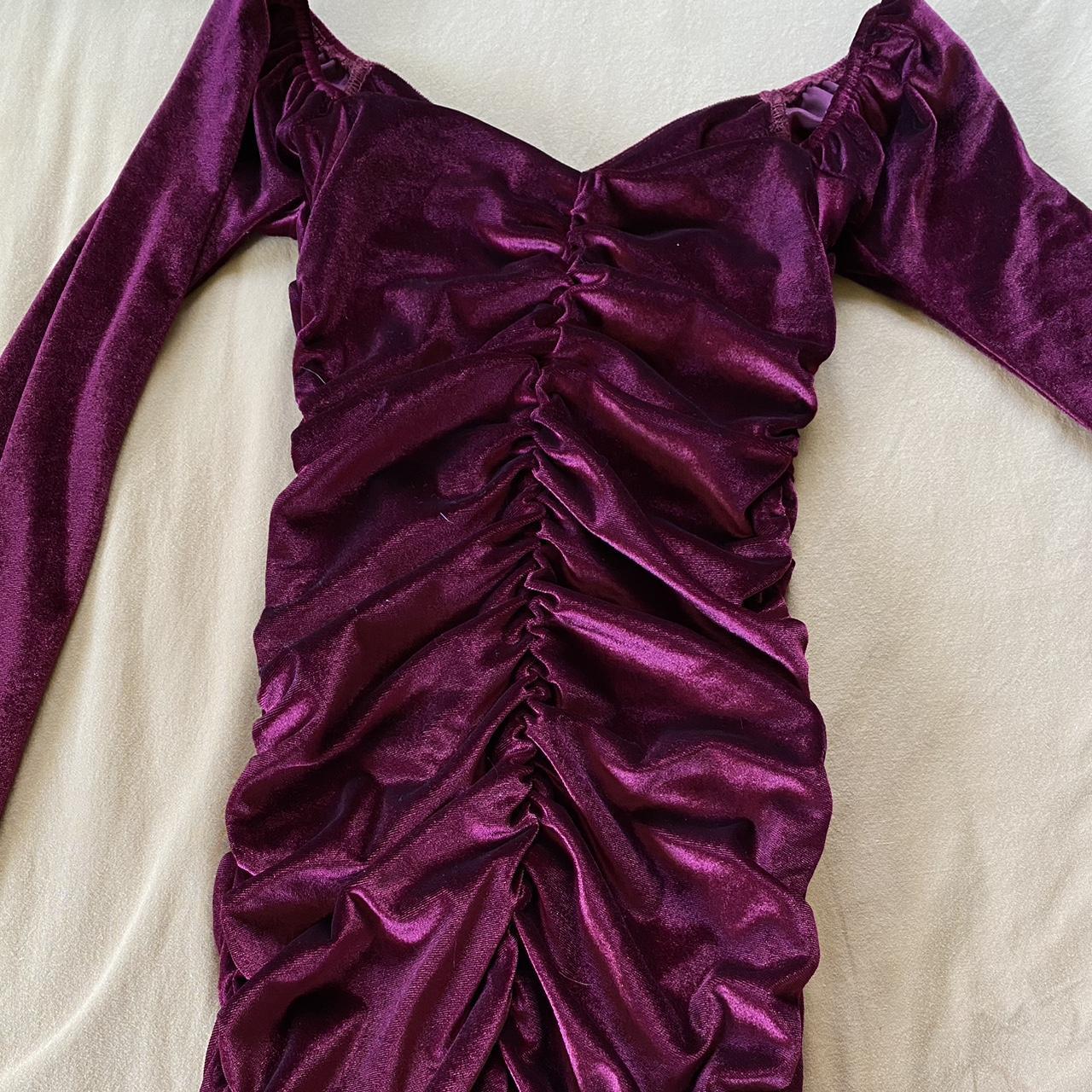 Maroon velvet bodycon dress from shein. Never worn! - Depop